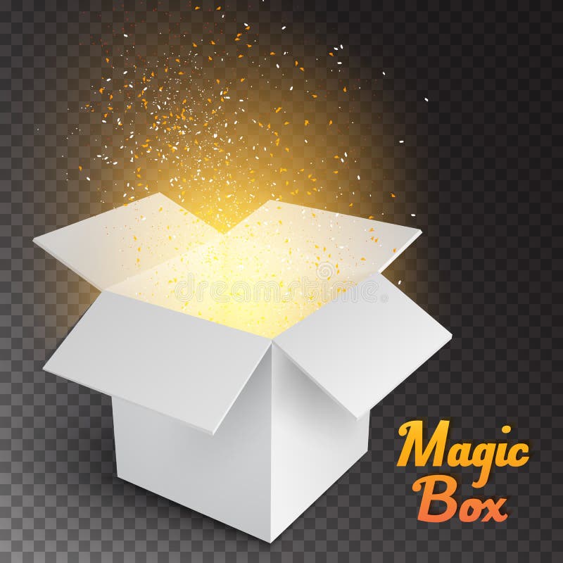 Magic Open Box. Magic Gift Box With Light Stock Vector - Illustration ...