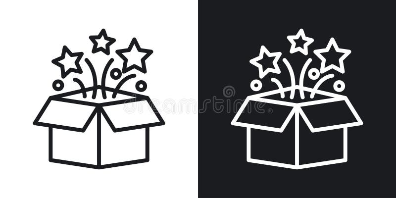 Magic Box Icon Set. Creative Open Gift Surprise Vector Symbol in a ...