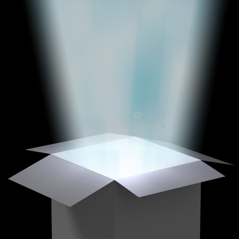 Magic box with ray light stock illustration. Illustration of mystery ...