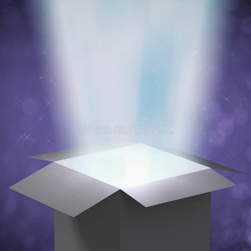 Magic box with ray light stock illustration. Illustration of excitement ...