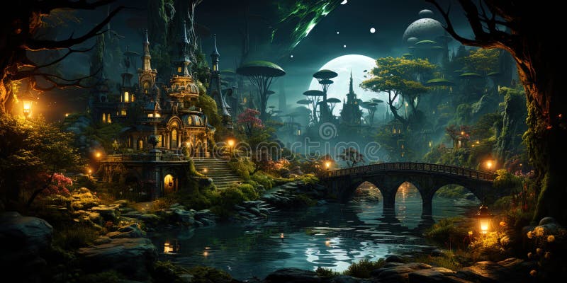 A Magic Bridge, Immersed in the Magic of the Forest, Like a Portal into ...