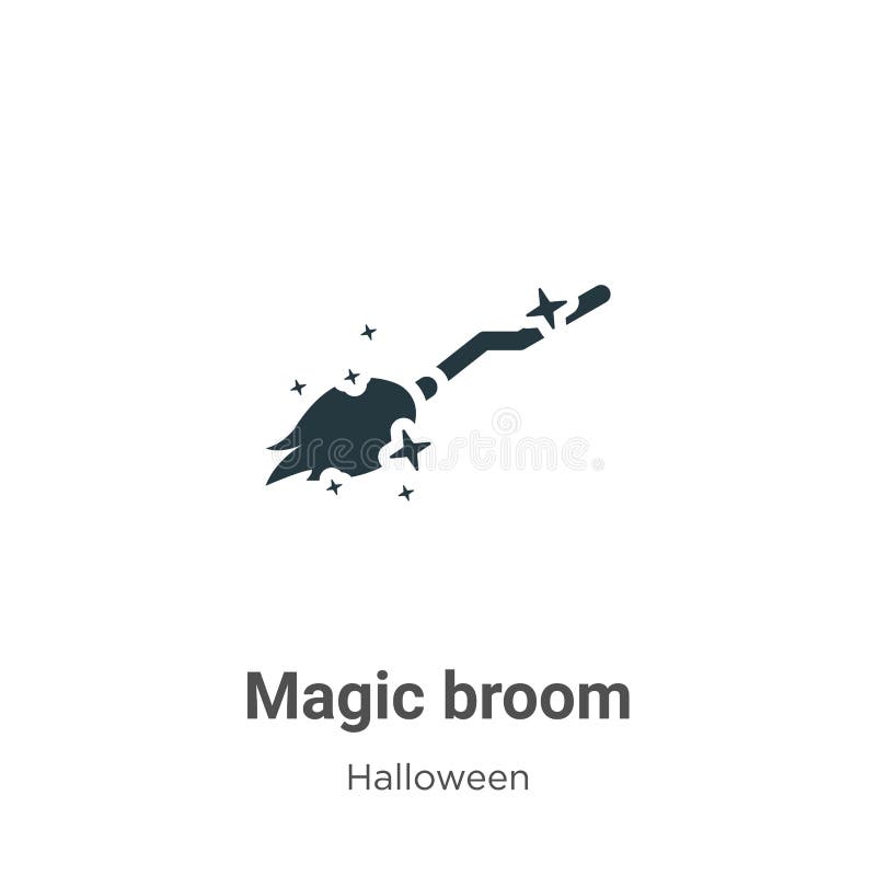 Magic Broom Vector Icon on White Background. Flat Vector Magic Broom ...