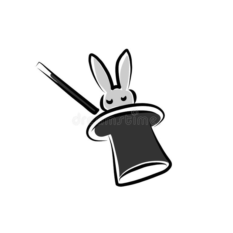 Magic Bunny with Hat and Stick Vector Stock Vector - Illustration of ...