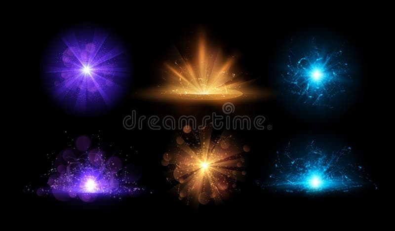 Magic Burst, Glow Sparkling Effect Vector Set, Bright Star Dust Sparks ...