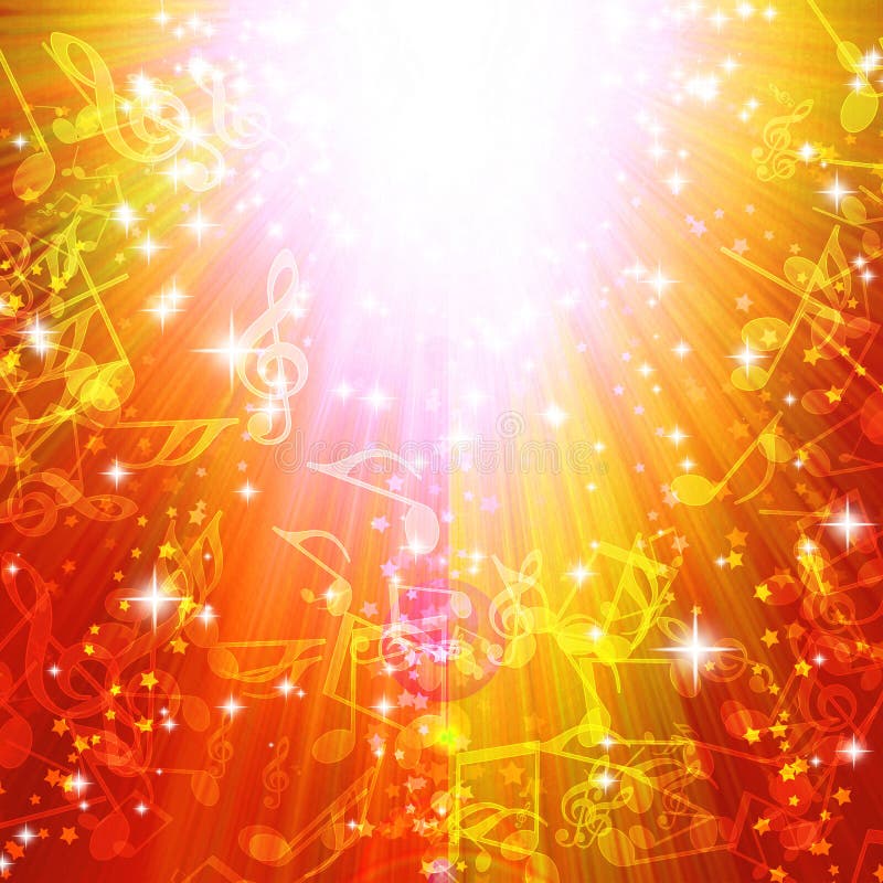 Magic Burst with Stars and Music Notes Stock Illustration ...