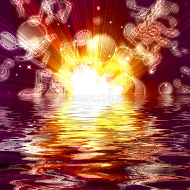 Magic Burst with Stars and Music Notes Stock Illustration ...
