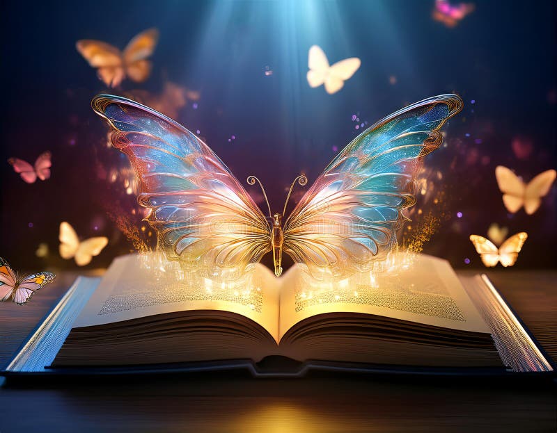 Magic Butterfly Taking Flight from Book of Spells Stock Illustration ...