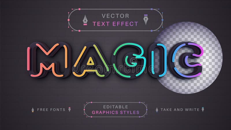 Magic Cable - Editable Text Effect, Font Style Stock Vector - Illustration of 2023, rainbow ...