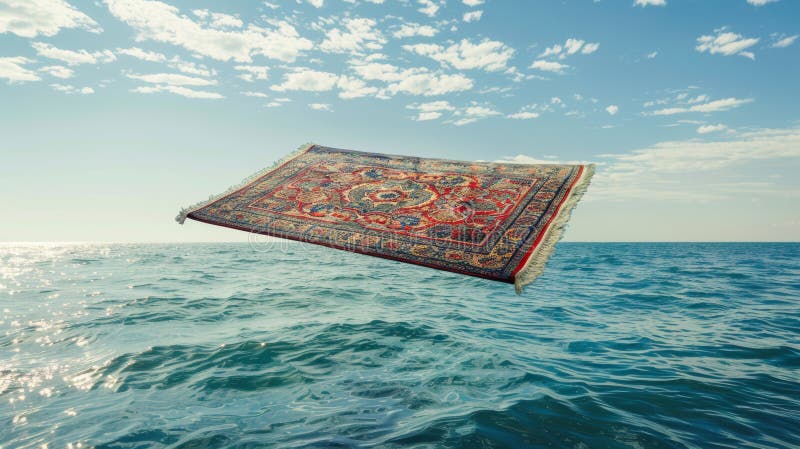 Magic Carpet Flying Over the Ocean Stock Image - Image of adventure ...