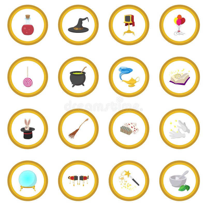 Magic cartoon icon circle stock vector. Illustration of icon - 93048108
