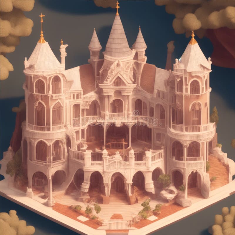 Magic Castle Isometric, Dimensional Layered Illustration Stock ...