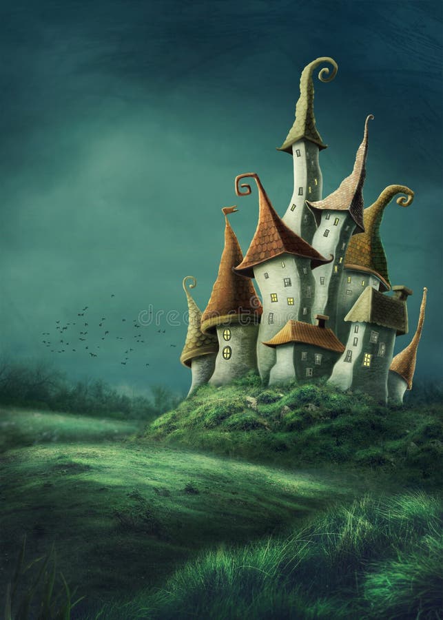 Magic Castle and Princess with Prince Stock Vector - Illustration of ...