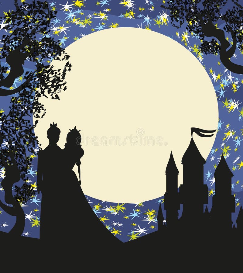Magic Castle and Princess with Prince Stock Vector - Illustration of ...
