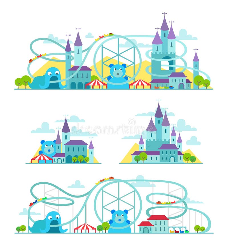 Roller Coaster Amusement Park Stock Illustrations – 2,204 Roller ...
