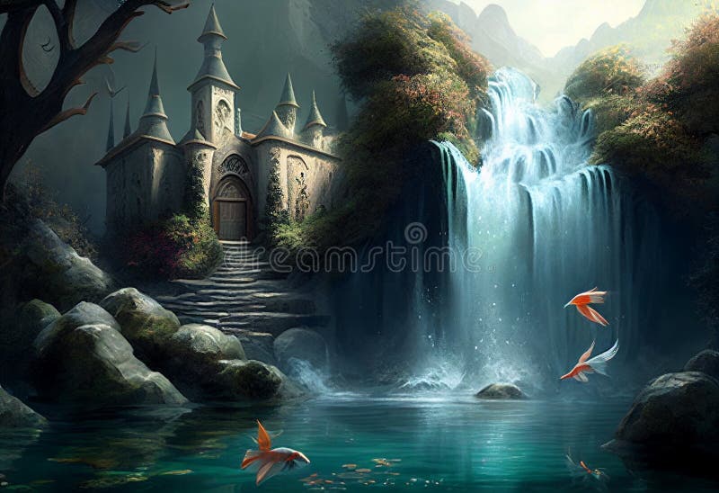 Mythical Waterfall Stock Illustrations – 316 Mythical Waterfall Stock ...