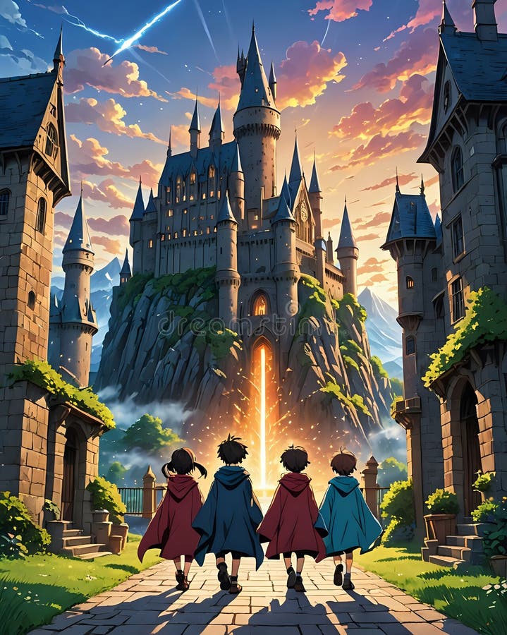 Magic castle for wizards stock illustration. Illustration of poster ...