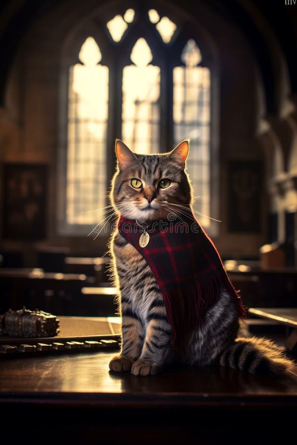 The Magic Cat in the Castle Stock Illustration - Illustration of spell ...