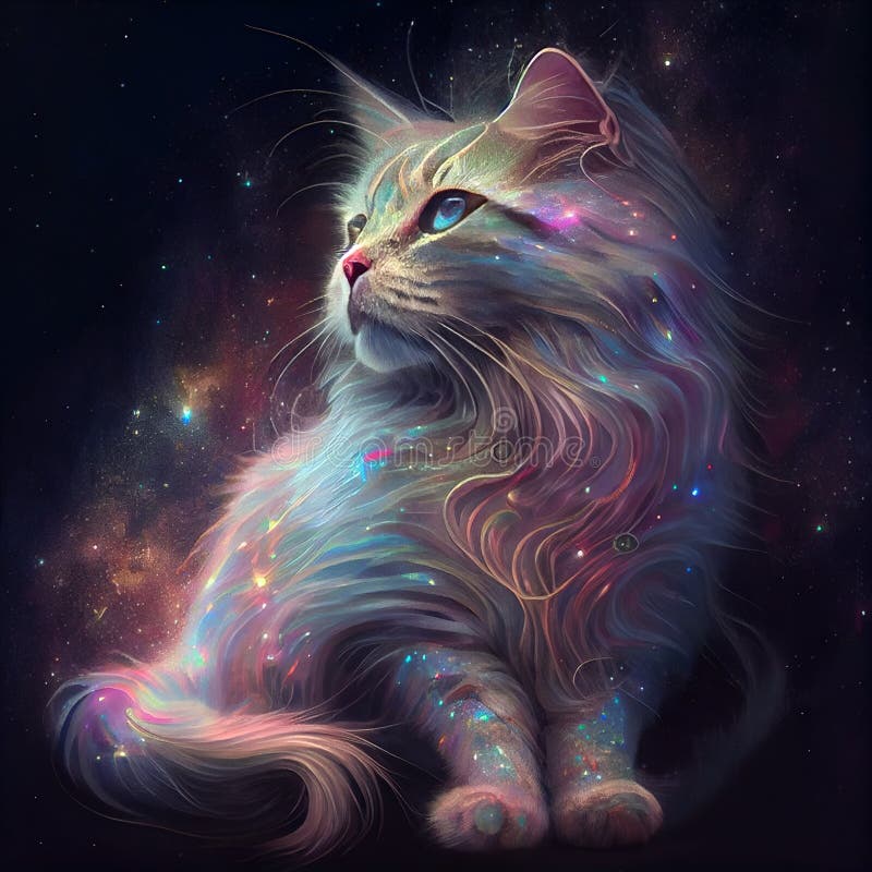 Generative AI: Cute and Magic Cat Stock Illustration - Illustration of ...