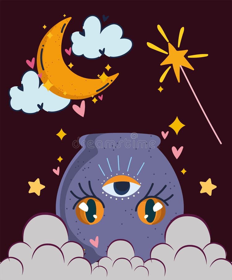 Magic cauldron night stock vector. Illustration of vector - 222428075