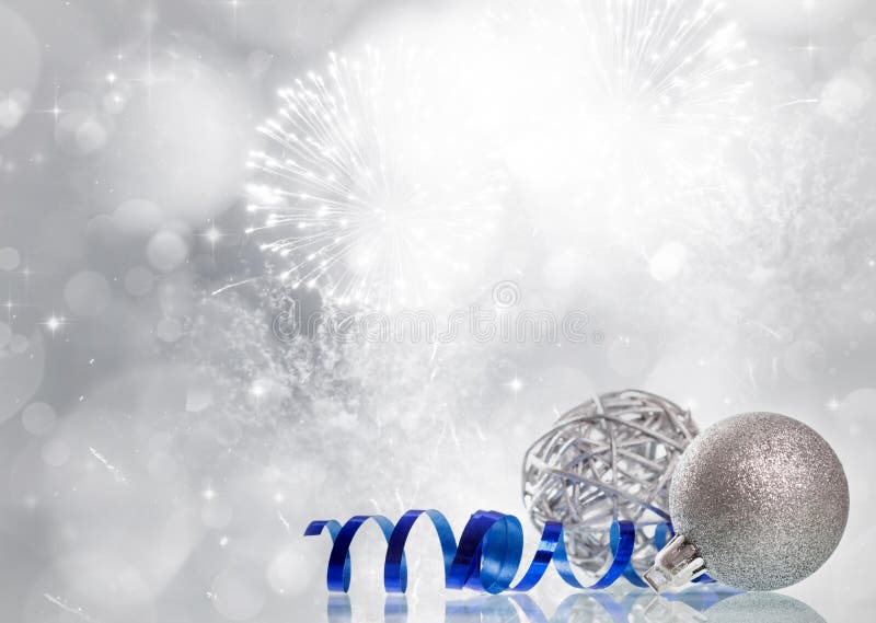 Magic Christmas Background with Silver Christmas Decoaration Stock ...