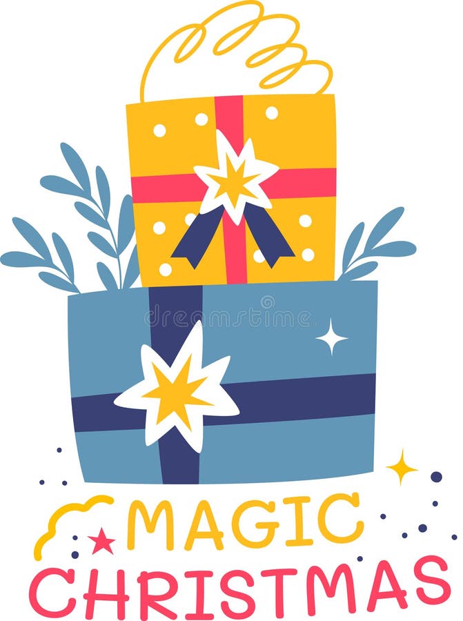 Magic Christmas Gifts Sticker Stock Vector - Illustration of design ...