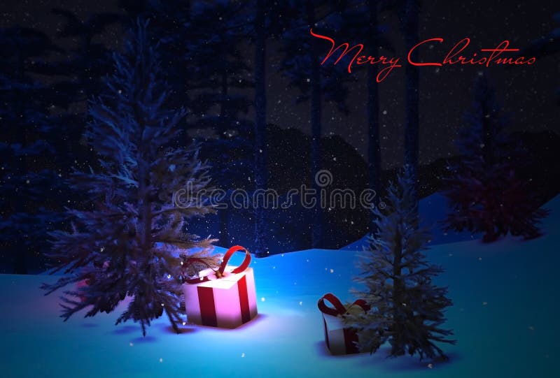 Magic Christmas Night With Colorful Lights Stock Illustration ...