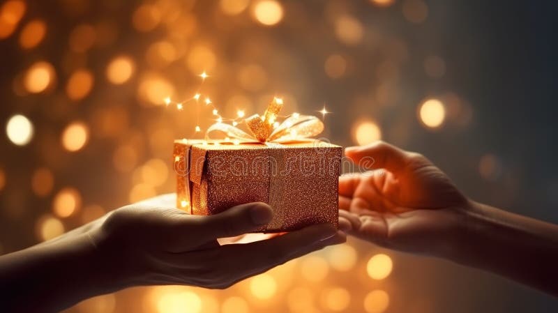 Magic Christmas Present in Hands. the Concept of Giving Christmas Gifts ...