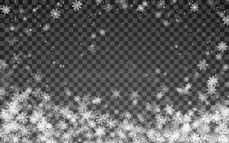 Magic Christmas Snowfall. Falling White Snowflakes on Transparent ...