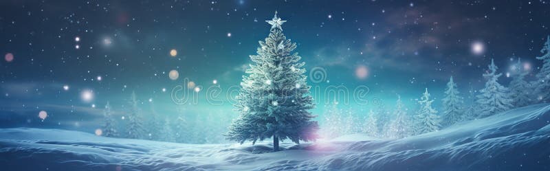 Magic Christmas Tree Header. Generative AI Stock Illustration ...