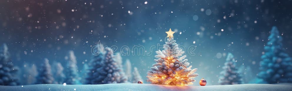 Magic Christmas Tree Header Stock Illustration - Illustration of advent ...