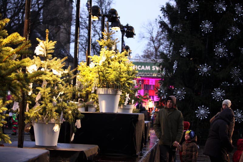 Magic Christmas tree editorial stock image. Image of color - 81598714