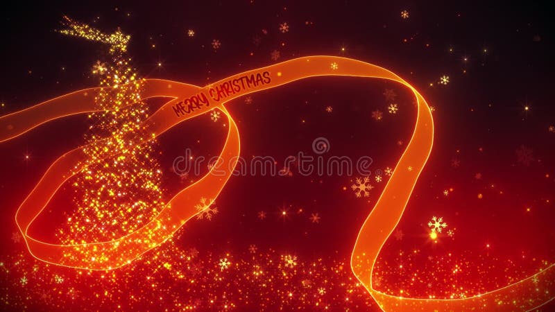 Magic Christmas Tree with Ribbon and Falling Snow Loop Background Stock ...
