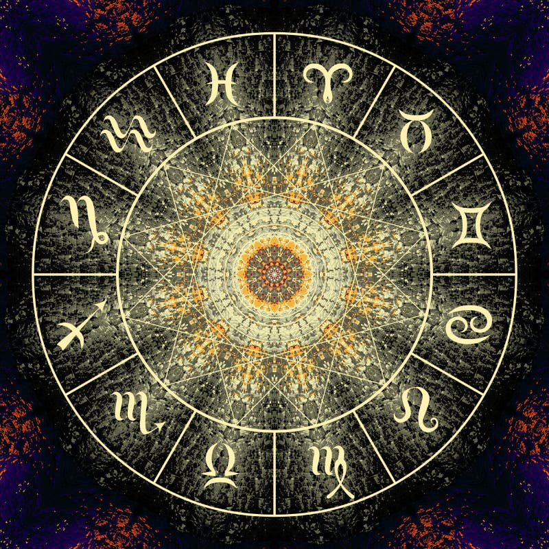 Magic Circle with Zodiacs Sign. Stock Illustration - Illustration of ...