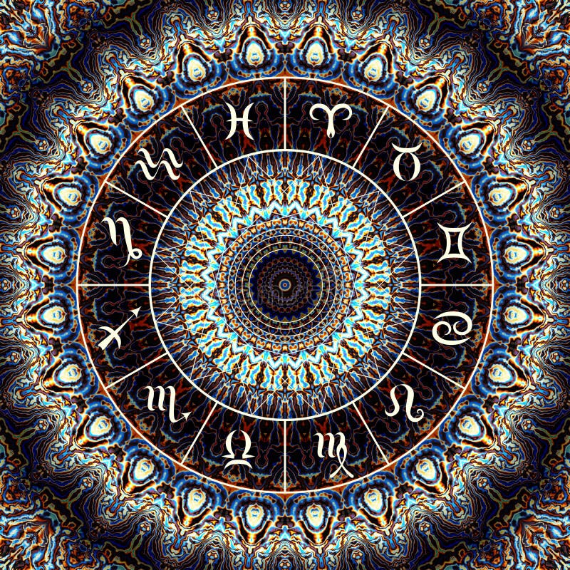 Magic Circle with Zodiacs Sign. Stock Illustration - Illustration of ...