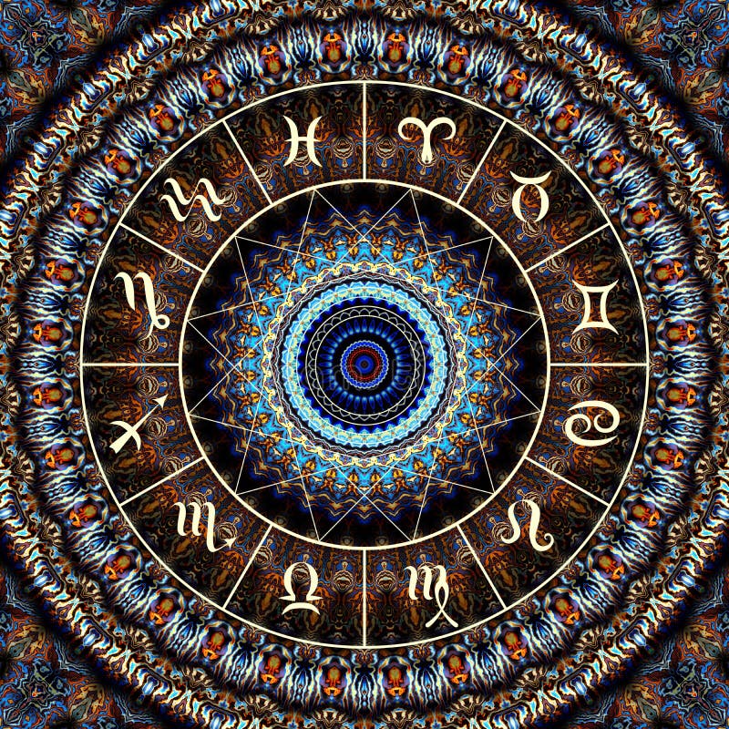 Magic Circle with Zodiacs Sign. Stock Illustration - Illustration of ...