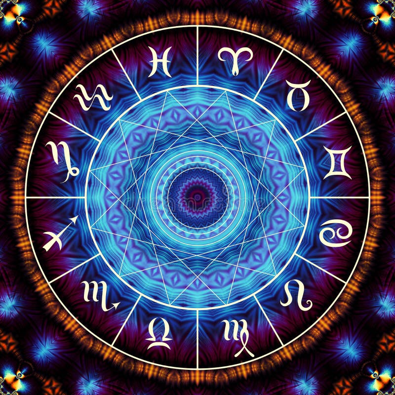 Magic Circle with Zodiacs Sign. Stock Illustration - Illustration of ...