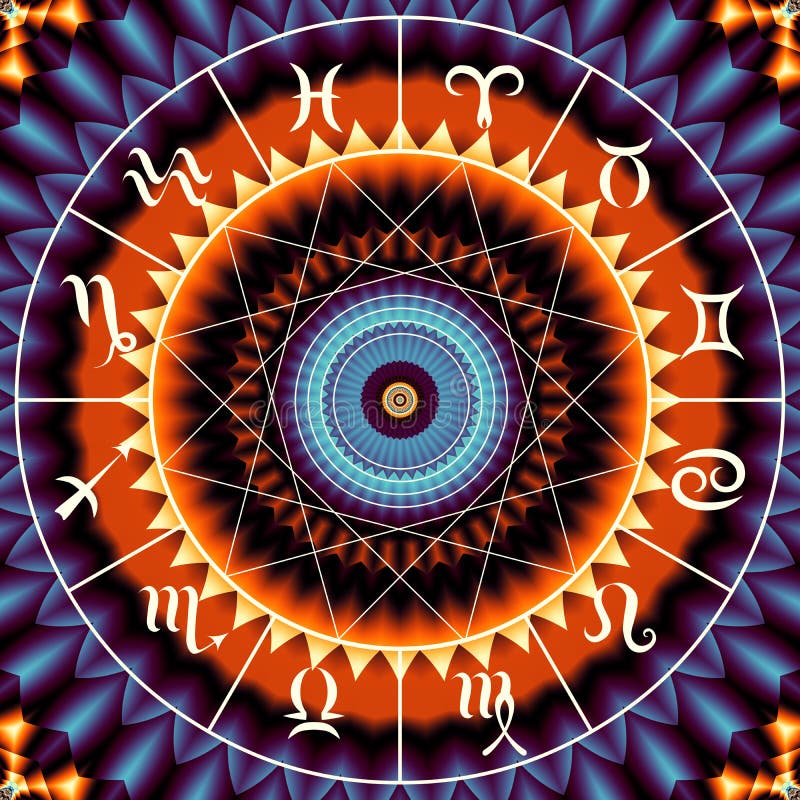 Magic Circle with Zodiacs Sign. Stock Illustration - Illustration of ...