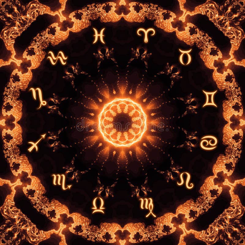 Magic Circle with Zodiacs Sign. Stock Illustration - Illustration of ...