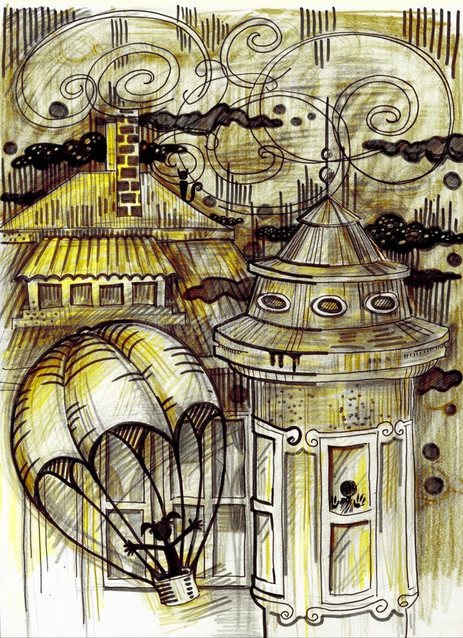 Magic in the city stock illustration. Illustration of little - 38380590