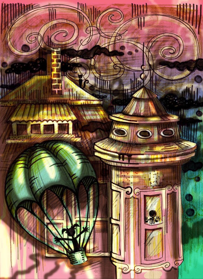 Magic in the city stock illustration. Illustration of colorful - 66039796