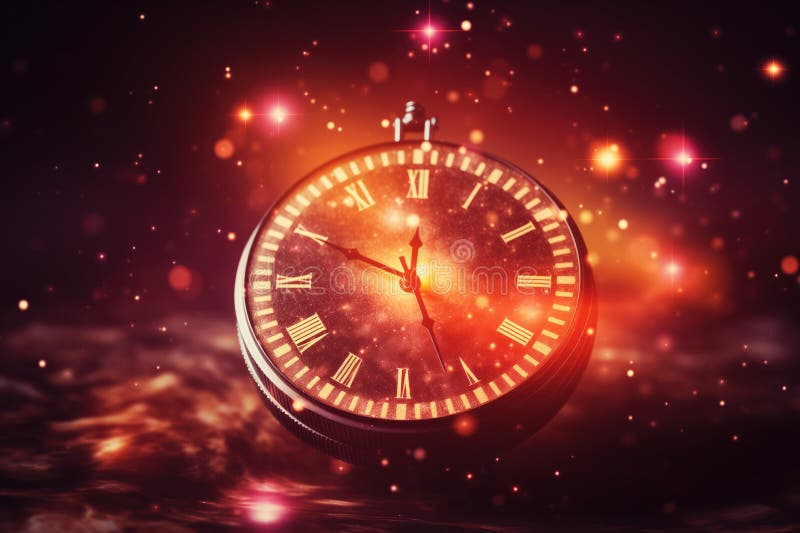 Magic Clock in Space Sky Concept of Time or Numerology Stock Photo ...