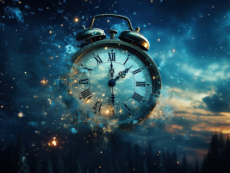 Magic Clock in Space Sky Concept of Time or Numerology Stock Image ...