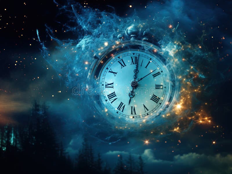Magic Clock in Space Sky Concept of Time or Numerology Stock ...