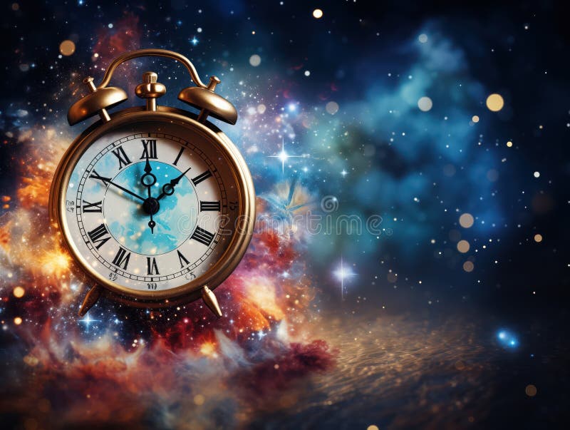 Magic Clock in Space Sky Concept of Time or Numerology Stock ...