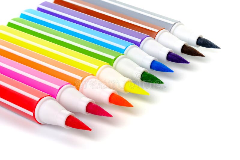 Magic Color Pens on White Background Stock Photo - Image of artistic ...