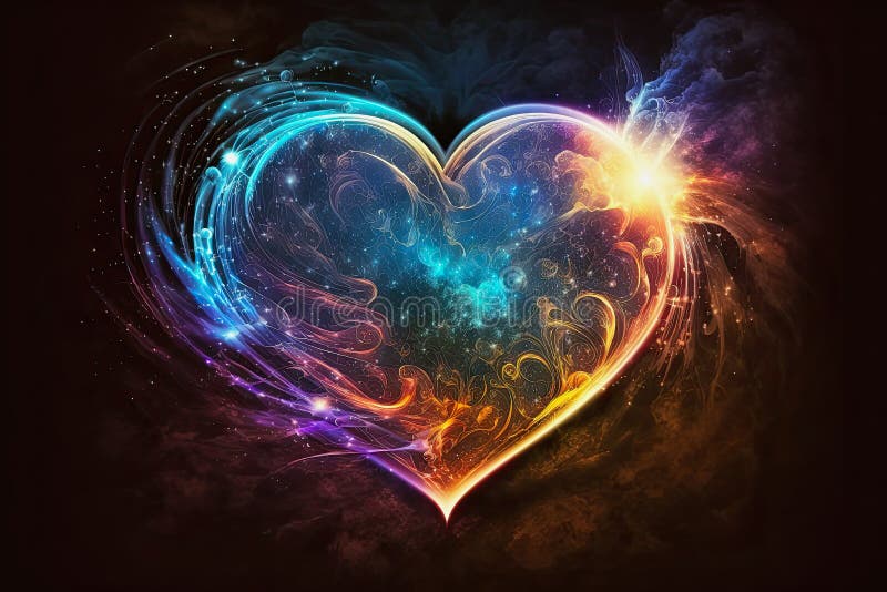 Magic Colorful Heart, Ai Generative Stock Photo - Image of mystic ...