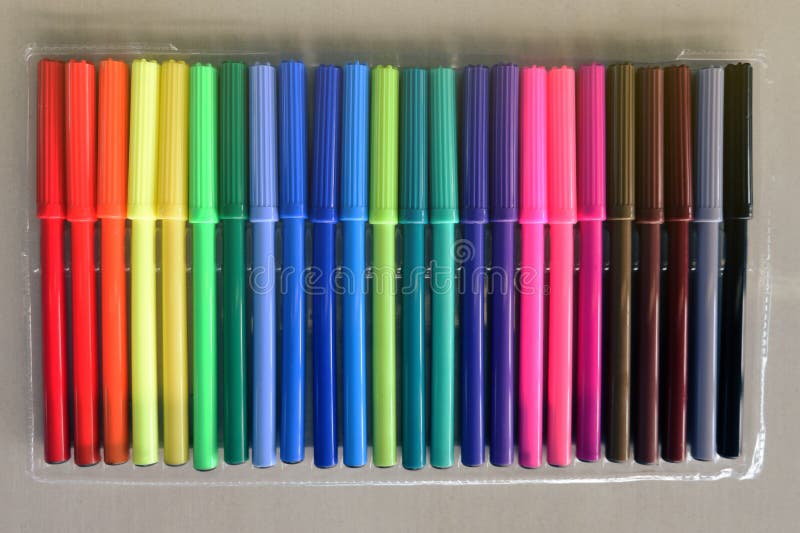 Magic Colors, All Colors on a Clear Plastic Tray on a Tiled Floor Stock ...