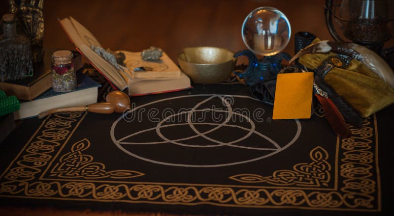 Magic Concept. Paganism and Wicca Rite, Altar of Witch Stock Image ...