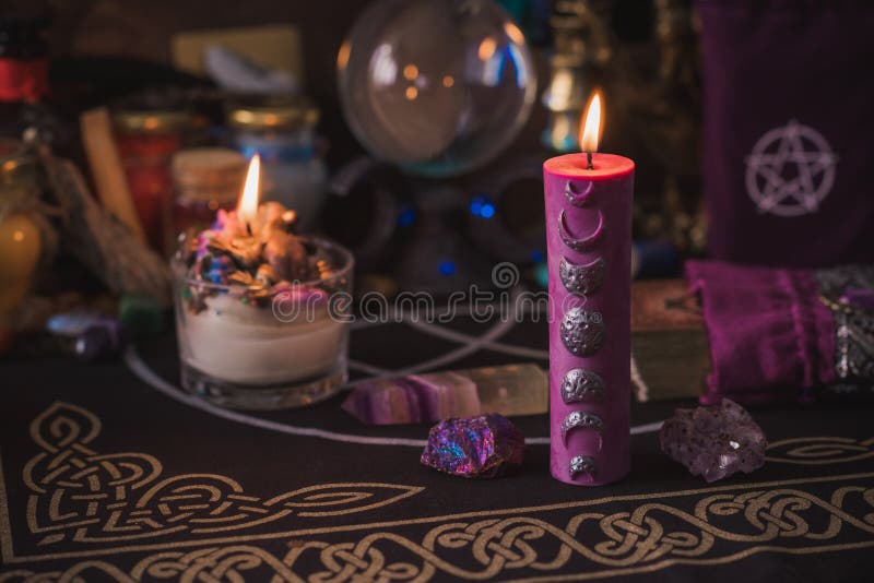 Magic Concept. Paganism and Wicca Rite, Altar of Witch Stock Photo ...