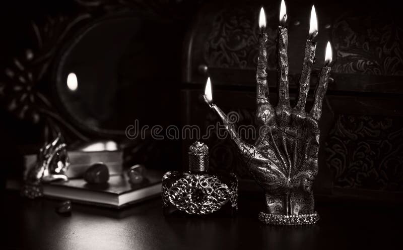 Magic Concept. Paganism and Wicca Rite, Altar of Witch Stock Photo ...